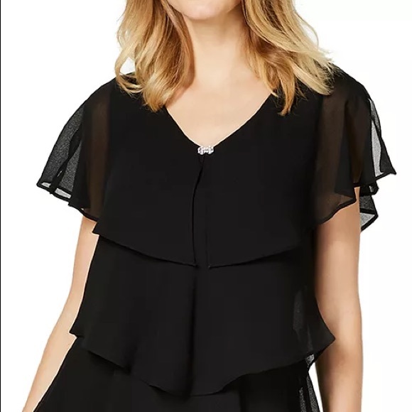 Dresses | Sl Fashions Tiered Rhinestone Capelet Dress | Poshmark